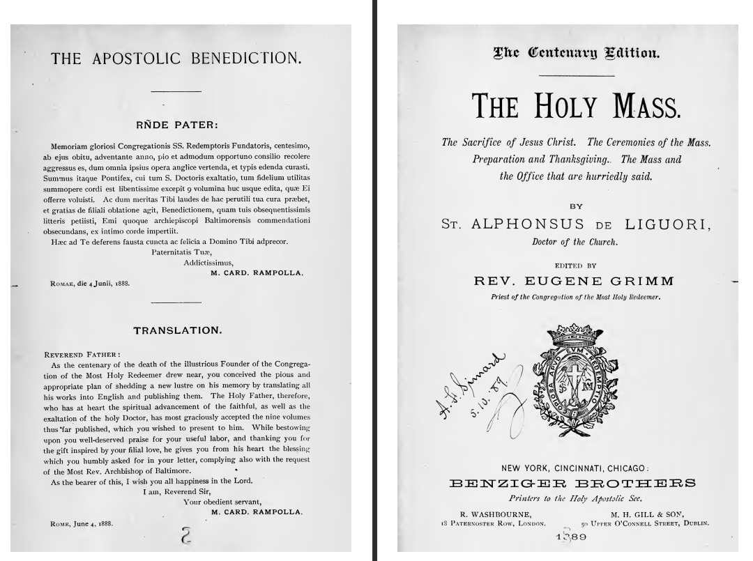 The Holy Mass (The Complete Works of Saint Alphonsus de Liguori: Vol. XIII) | St. Jerome School ...